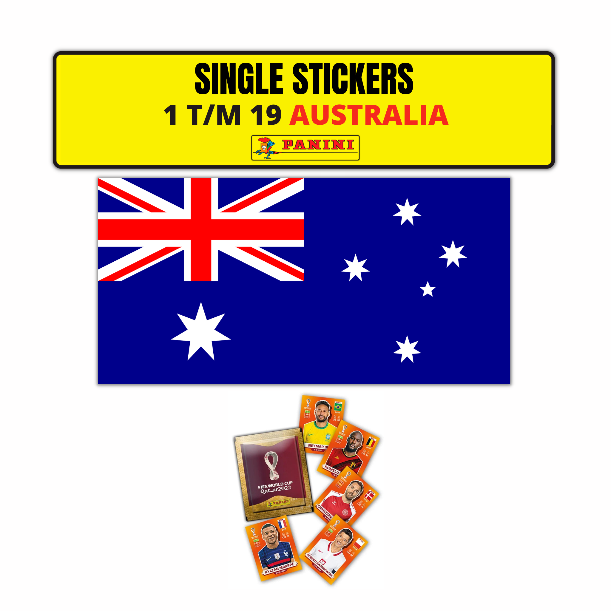 TEAM AUSTRALIA ORANGE SINGLE STICKERS - PANINI FIFIA QATAR 2022