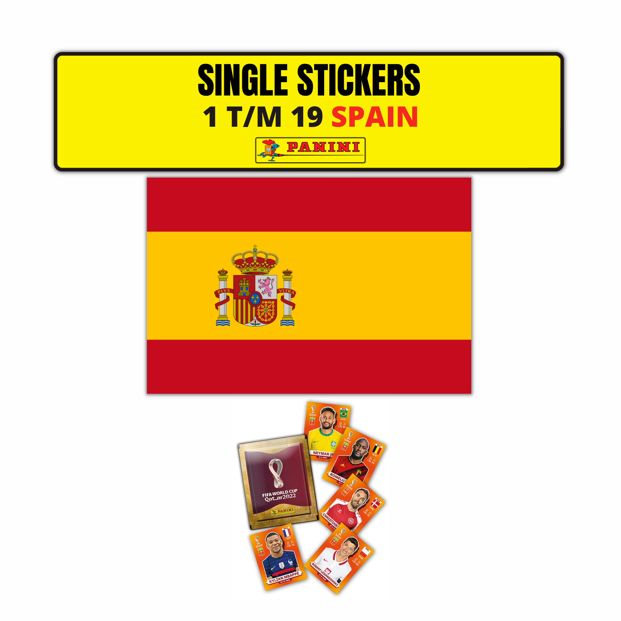 TEAM SPAIN ORANGE SINGLE STICKERS - PANINI FIFIA QATAR 2022
