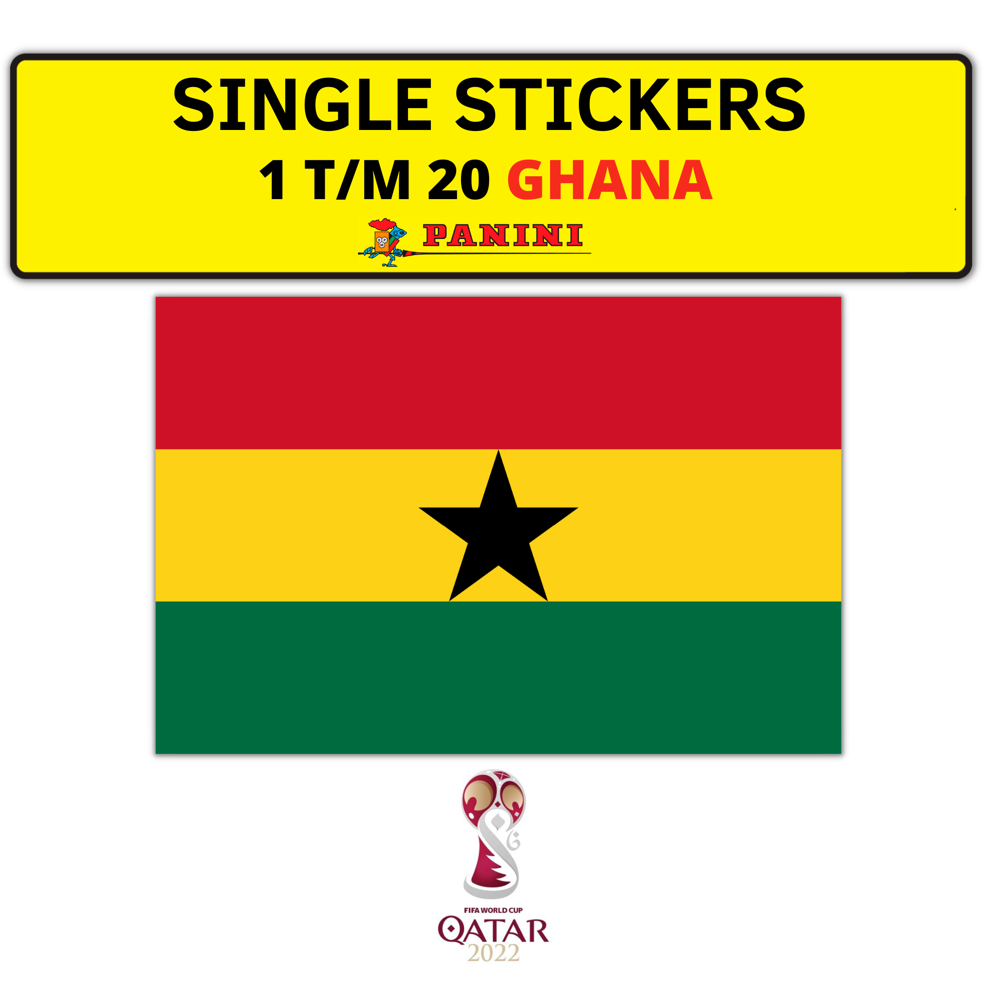 TEAM GHANA SINGLE STICKERS - PANINI FIFIA QATAR 2022